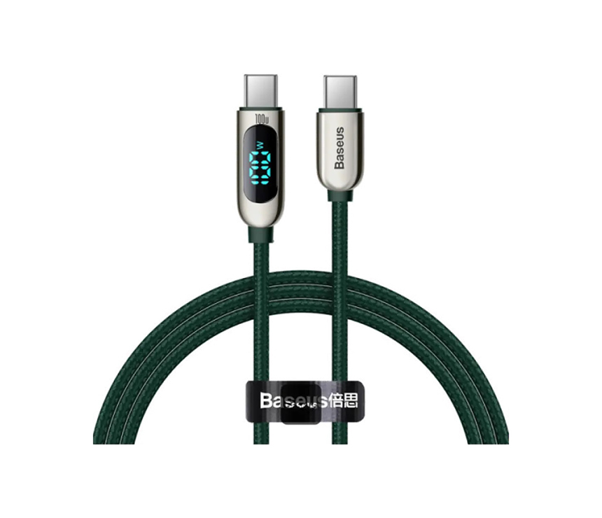 Baseus LED Display Fast Charging Type-C to Type-C 100W 5A 1M (Green)